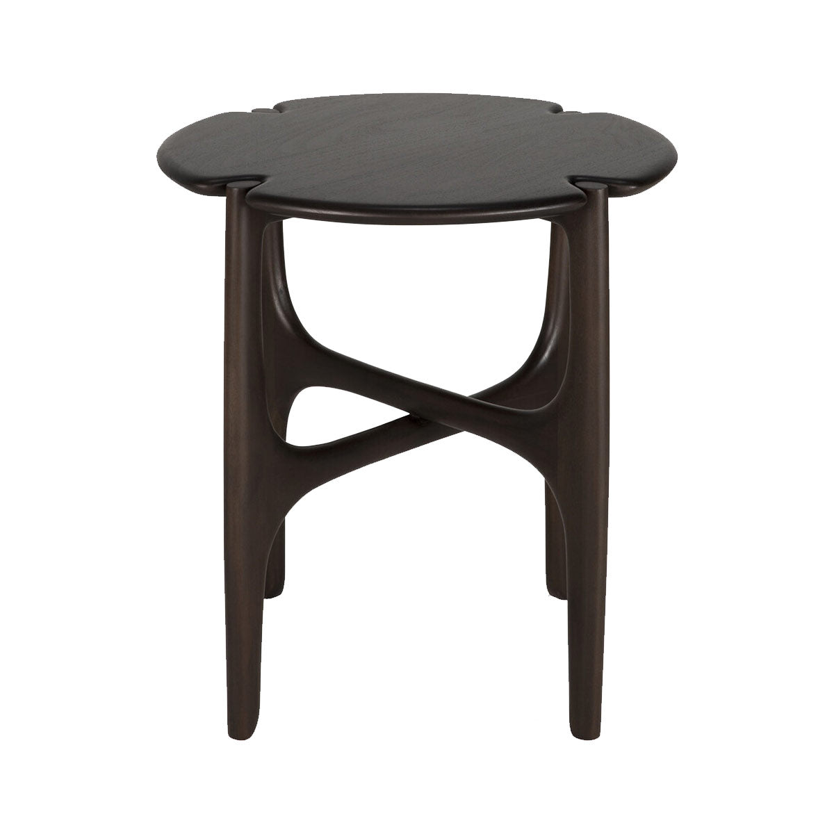 polished imperfect side table in brown mahogany Ø 47 x H 50 cm ...