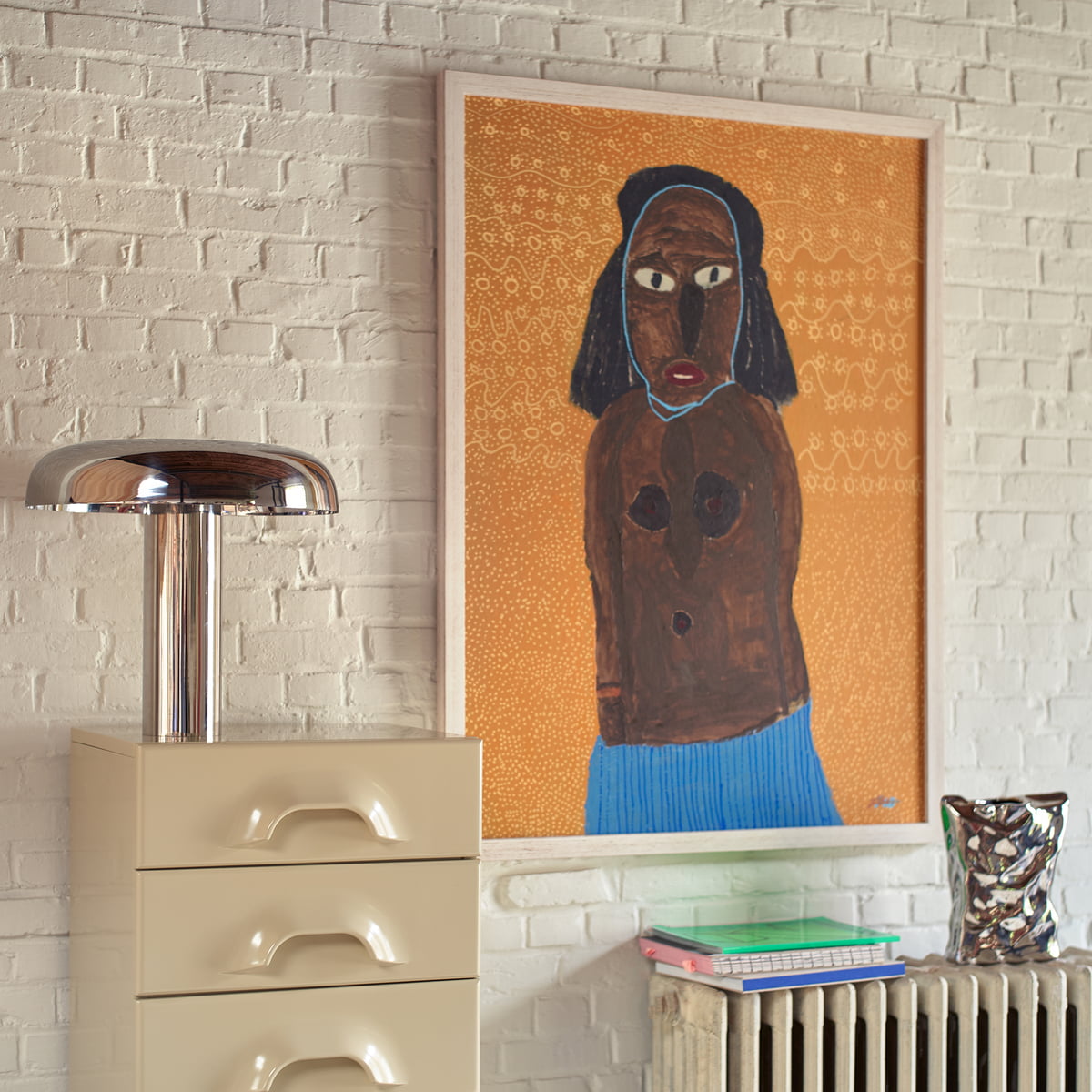 mushroom table lamp - ø 39 xh 38 cm - chrome - hk living | flowers – Fleux