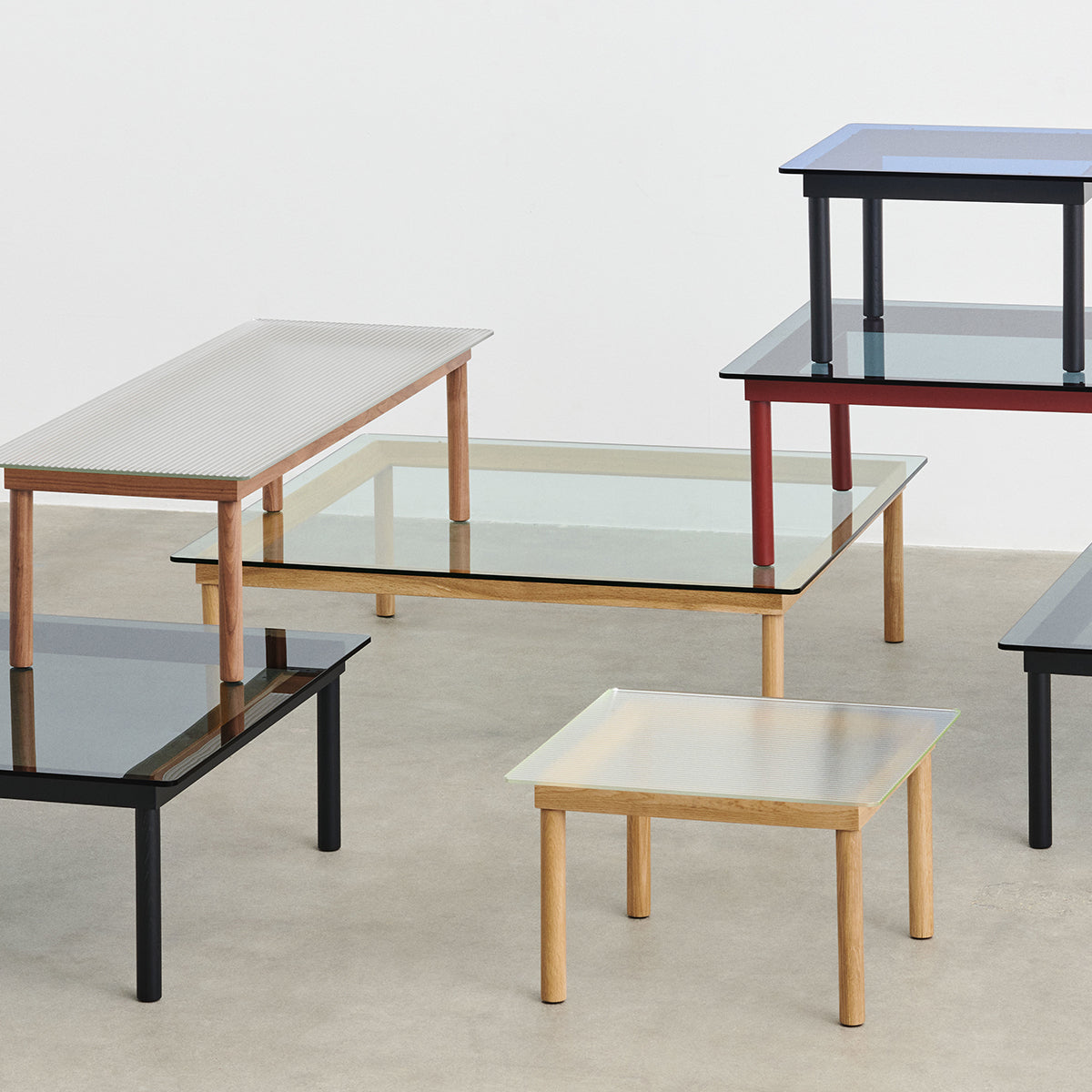kofi coffee table solid oak & transparent reed glass - l 60 x w 60 x h ...