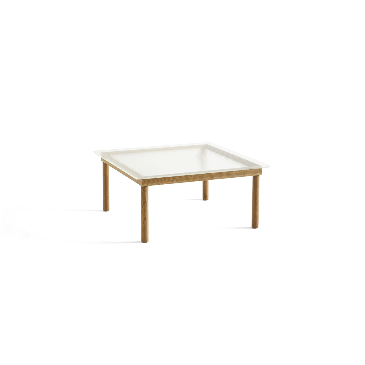 kofi coffee table solid oak & transparent reed glass - l 80 x w 80 x h ...