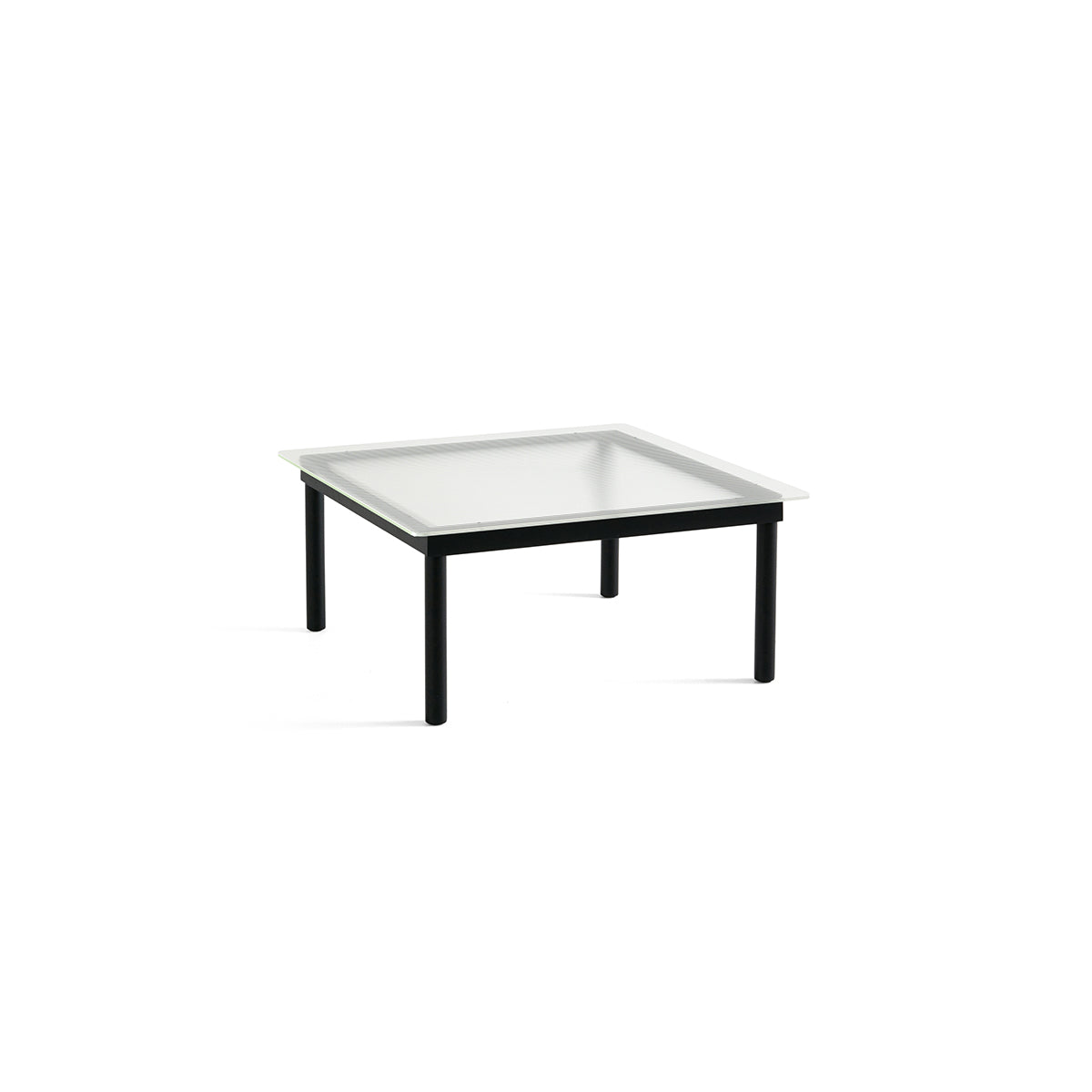 kofi coffee table in black solid oak & clear reed glass - l 80 x w 80 x ...