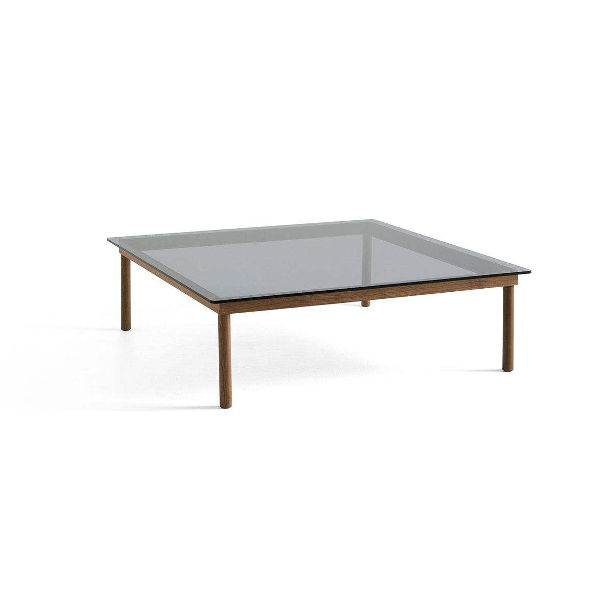 kofi coffee table in solid walnut & gray tinted glass - l 120 x w 120 x ...