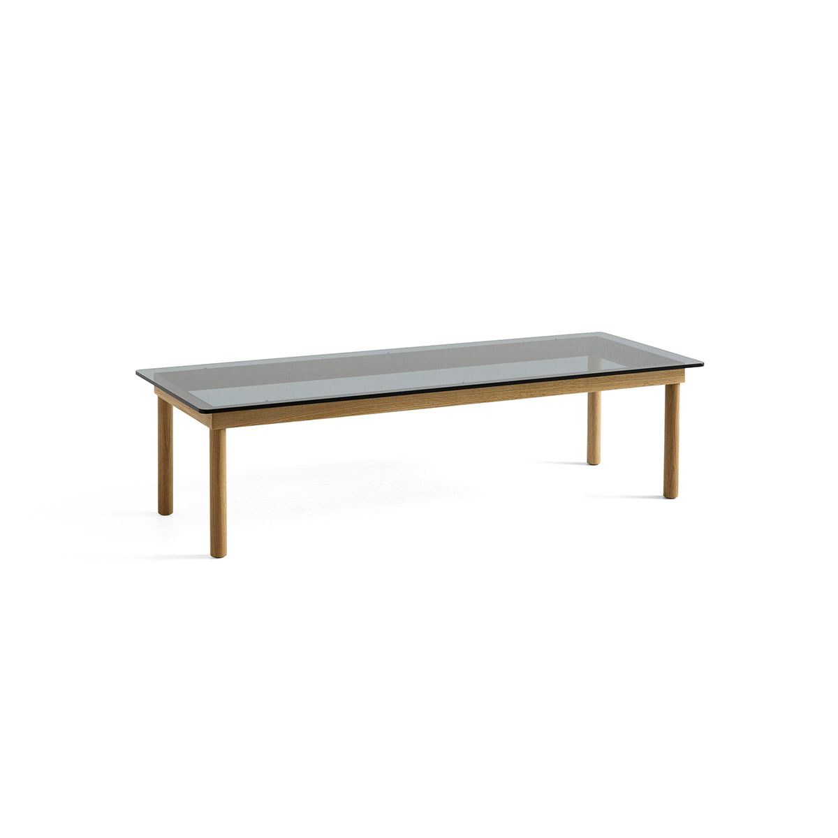 kofi coffee table solid oak & gray tinted glass - l 140 x w 50 x h 36 ...