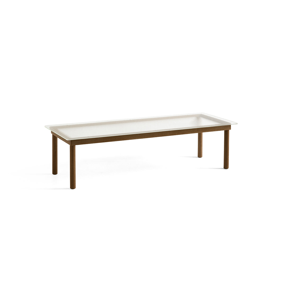kofi coffee table solid walnut & clear reed glass - l 140 x w 50 x h 36 ...